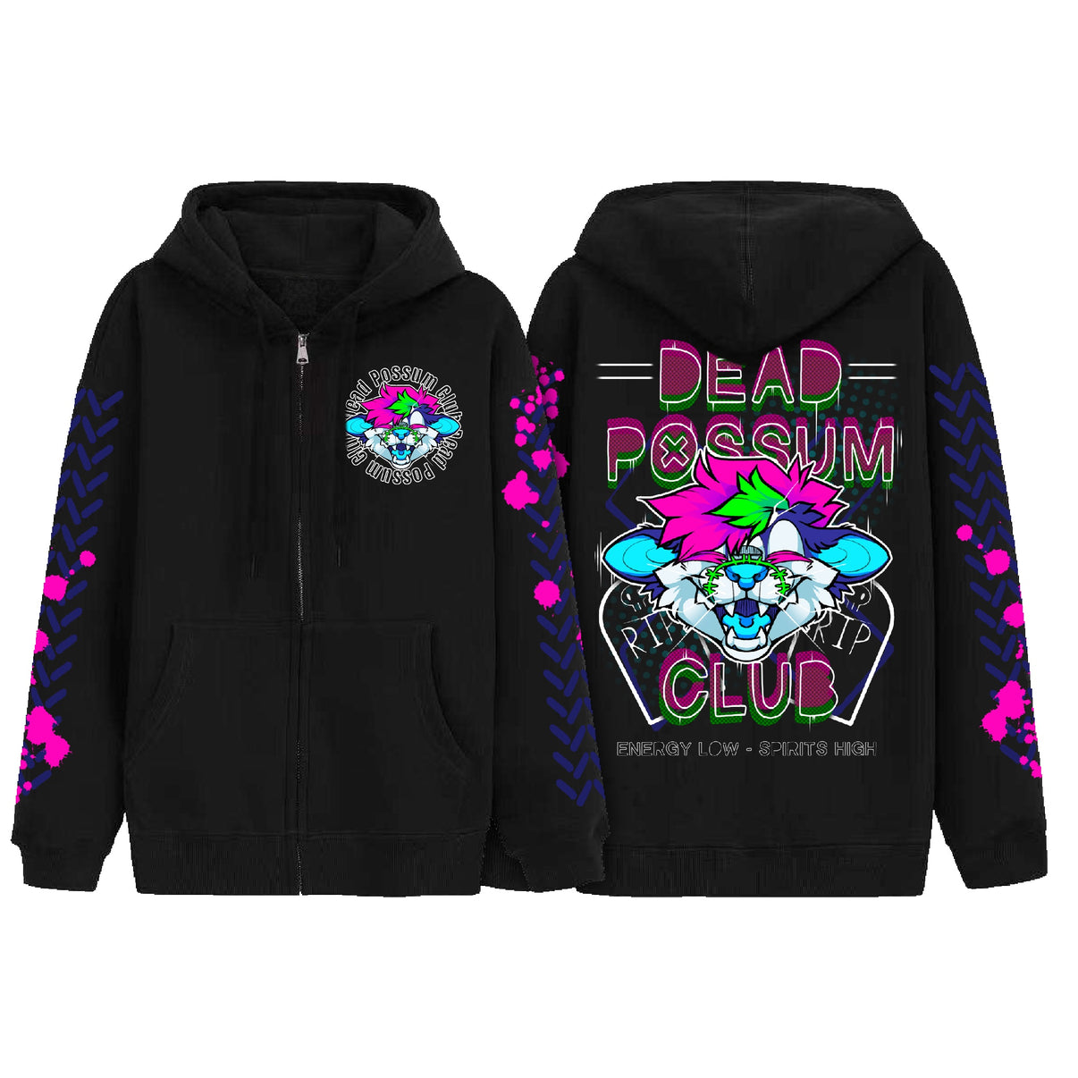 Dead Possum Club Zip-Up Hoodie – Playing Possum Clothing Co.